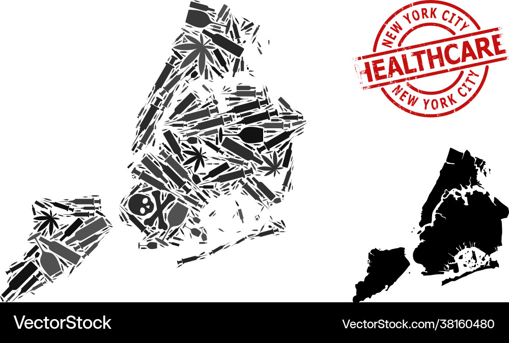 Drugs composition map new york city Royalty Free Vector