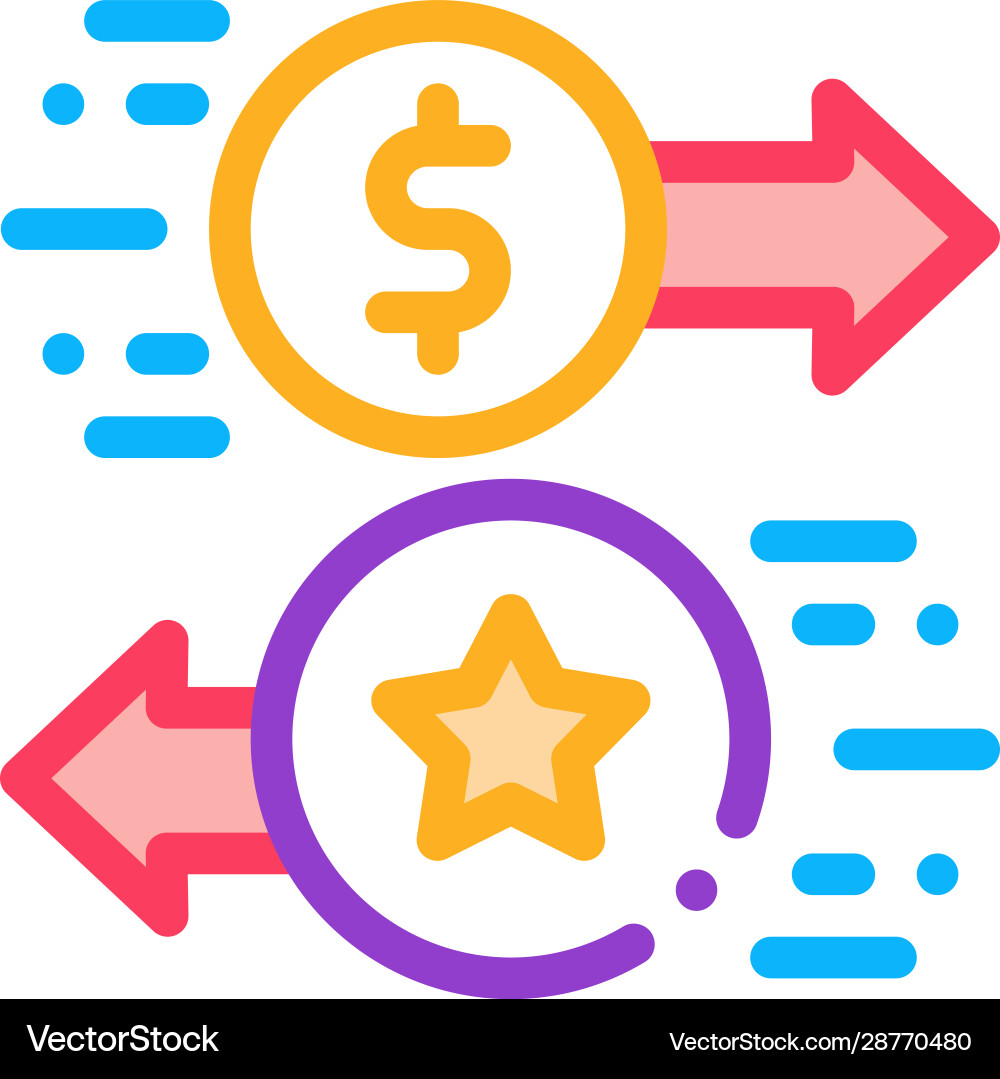 Exchange bonuses for money icon outline Royalty Free Vector