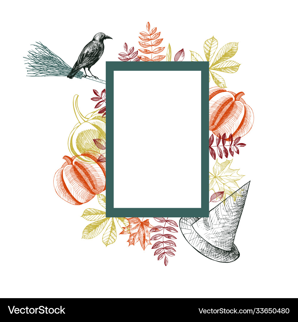 Halloween background with bird and pumpkin Vector Image