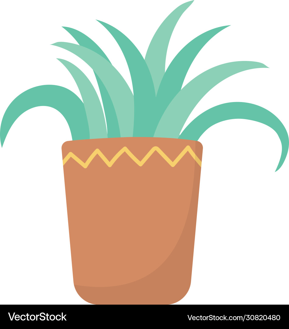 Potted plant decoration isolated icon white Vector Image