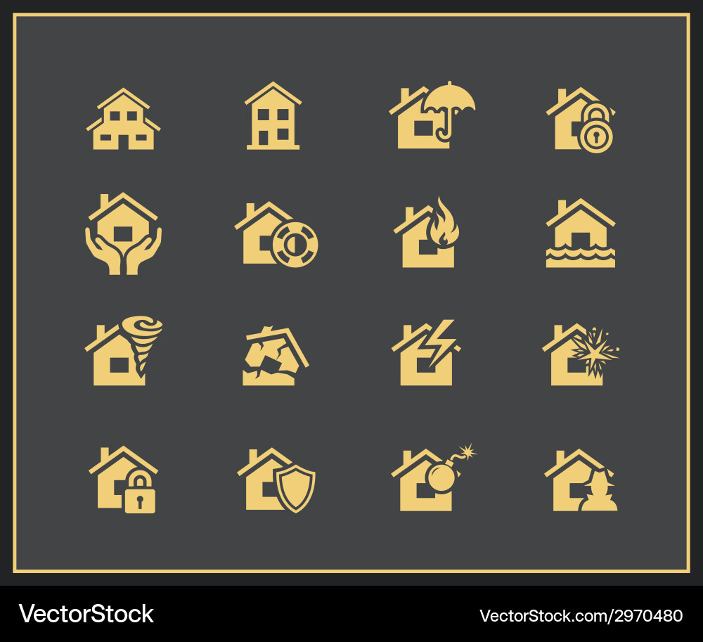 Property insurance icons Royalty Free Vector Image