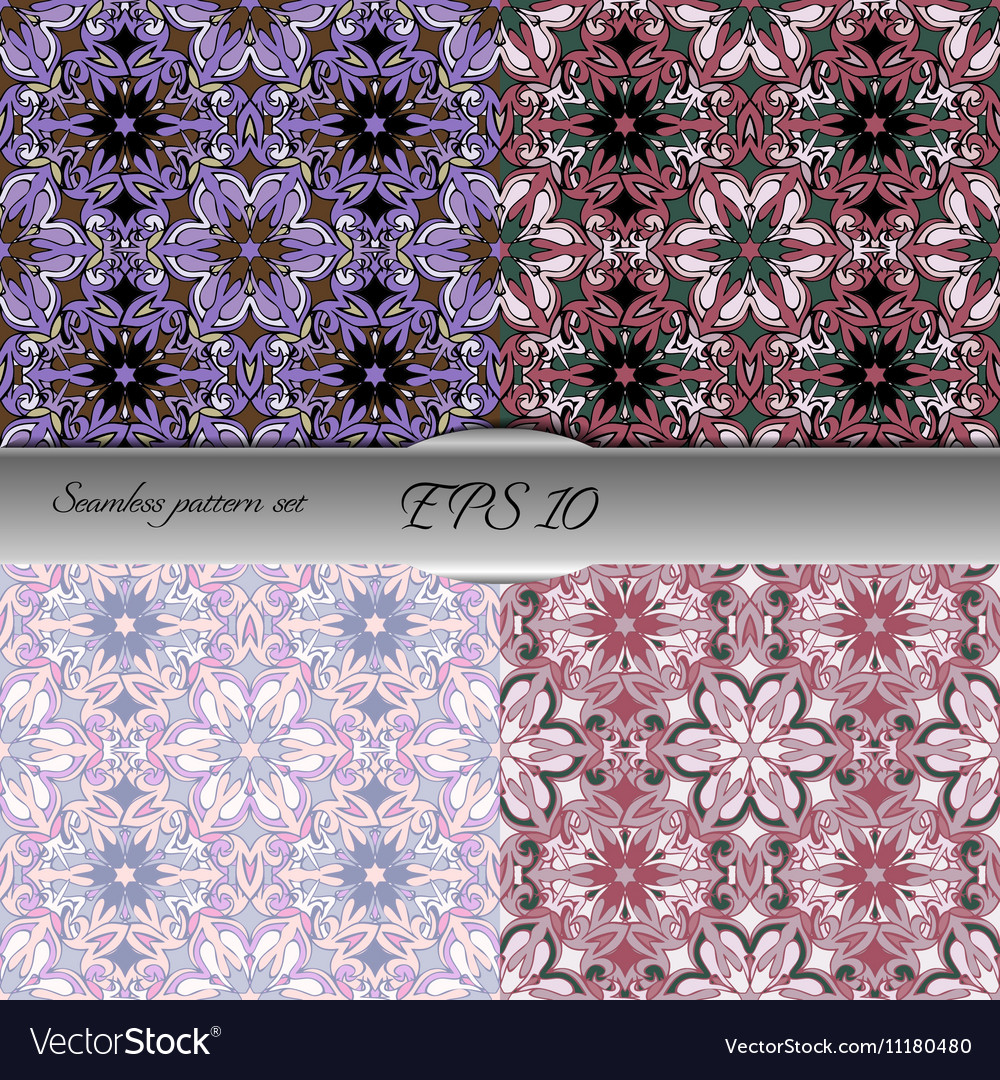 Set of elegant seamless patterns with floral Vector Image