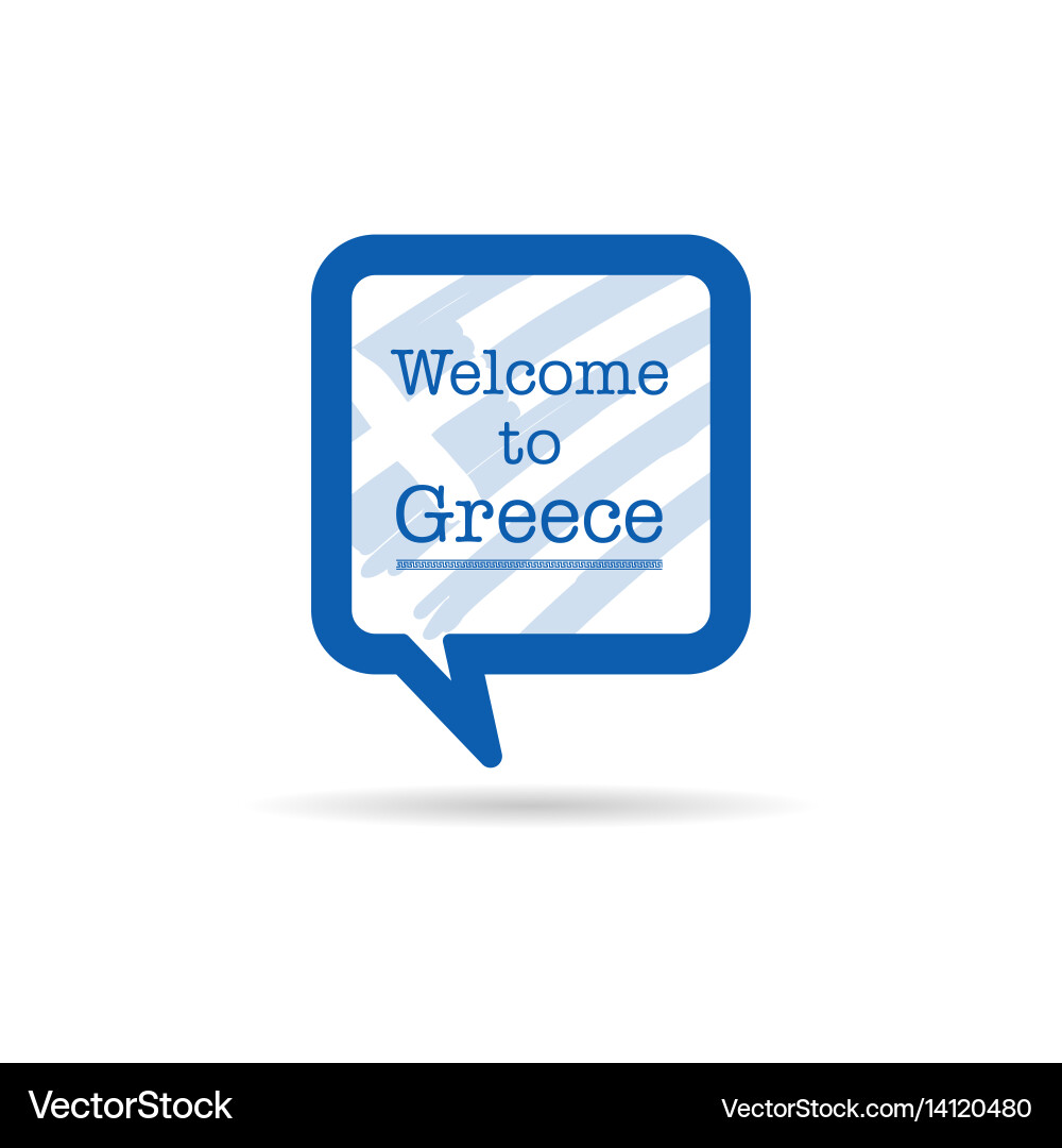 Welcome to greece in square spech bubble blue Vector Image