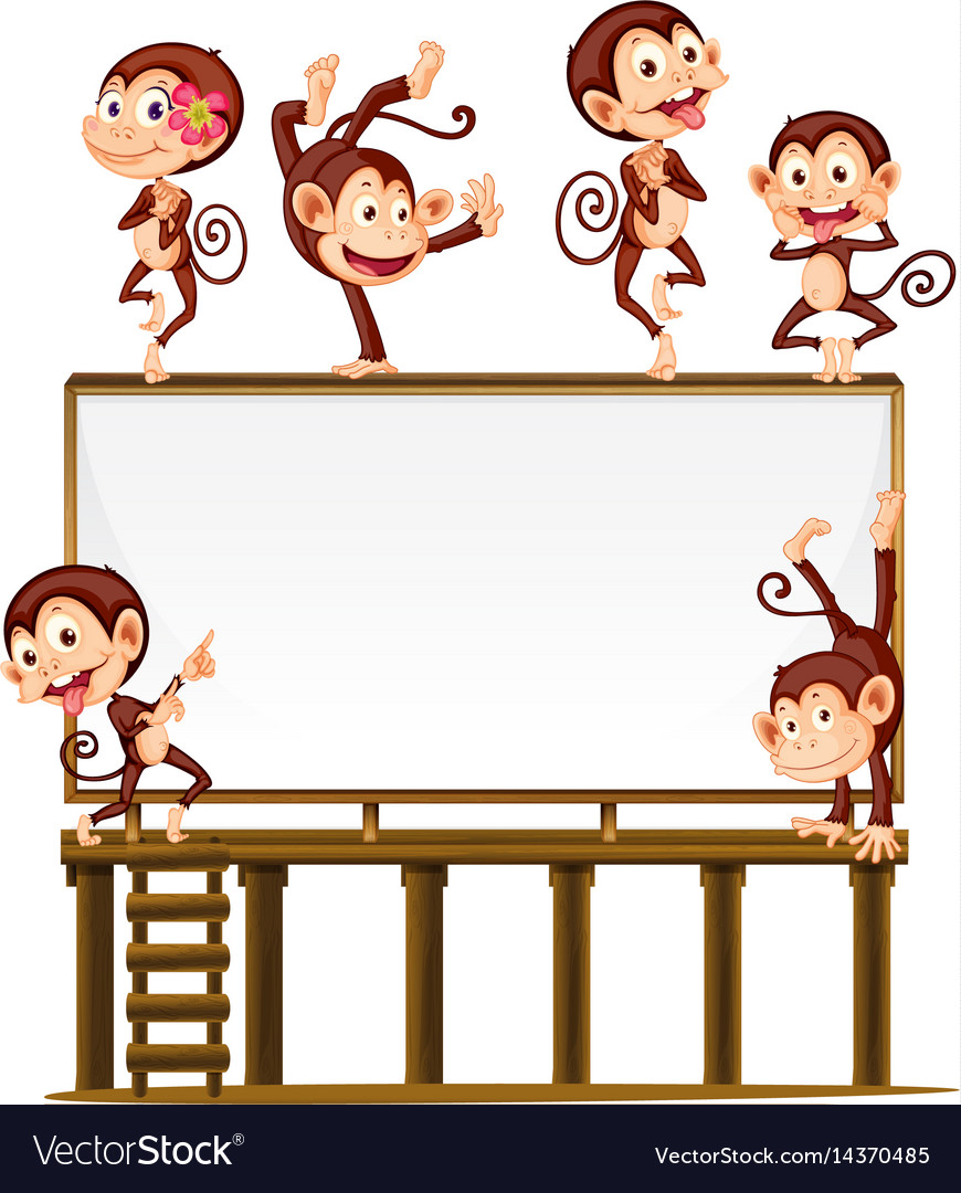 Blank board with monkeys on it Royalty Free Vector Image