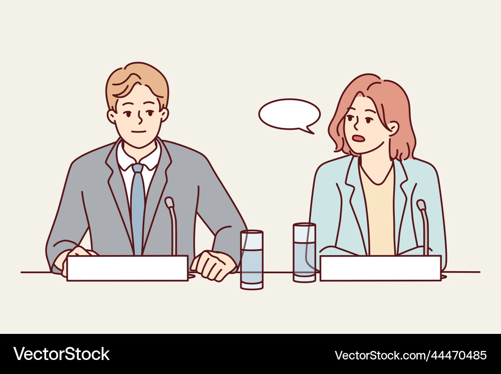 Businesspeople speaking at conference Royalty Free Vector