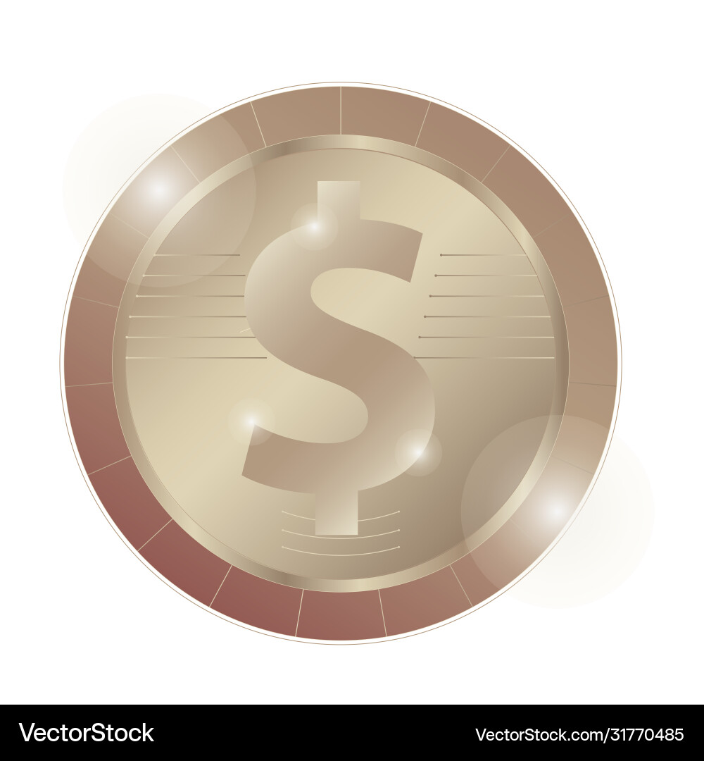 Dollar silver coin sign logo Royalty Free Vector Image