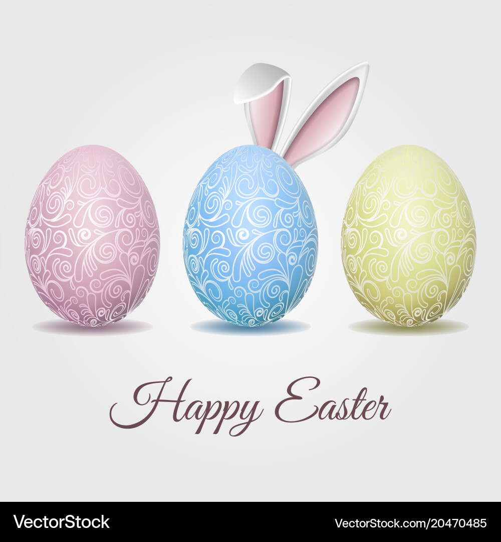 Easter card with pale pastel eggs and bunny ears Vector Image