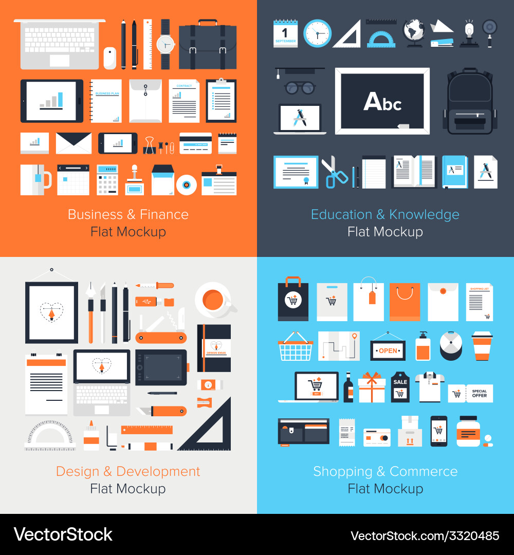 Flat mockup Royalty Free Vector Image - VectorStock