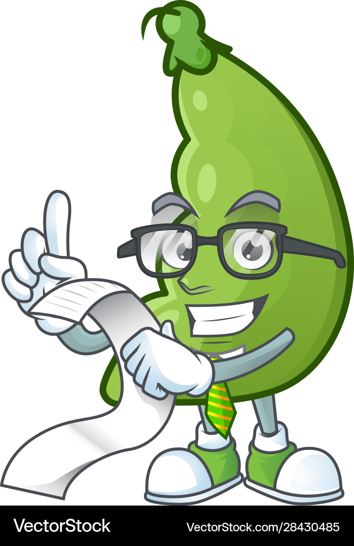 Funny face broad beans cartoon with menu ready Vector Image