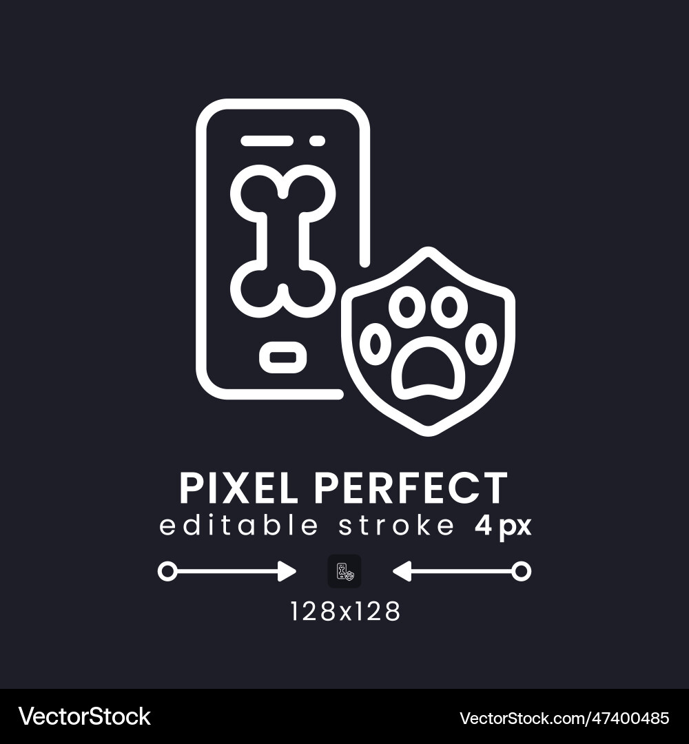 Pet care app white linear desktop icon on black Vector Image