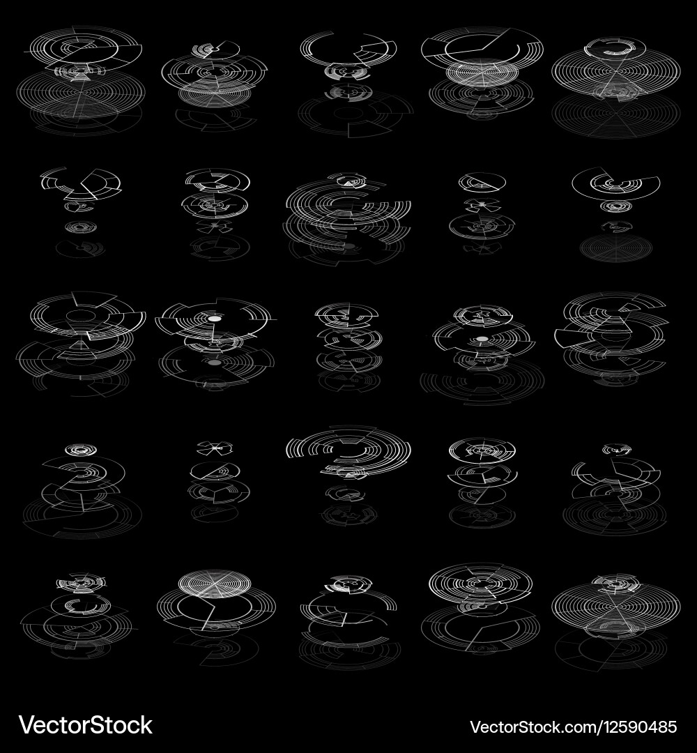 Set of abstract hud elements isolated on black Vector Image