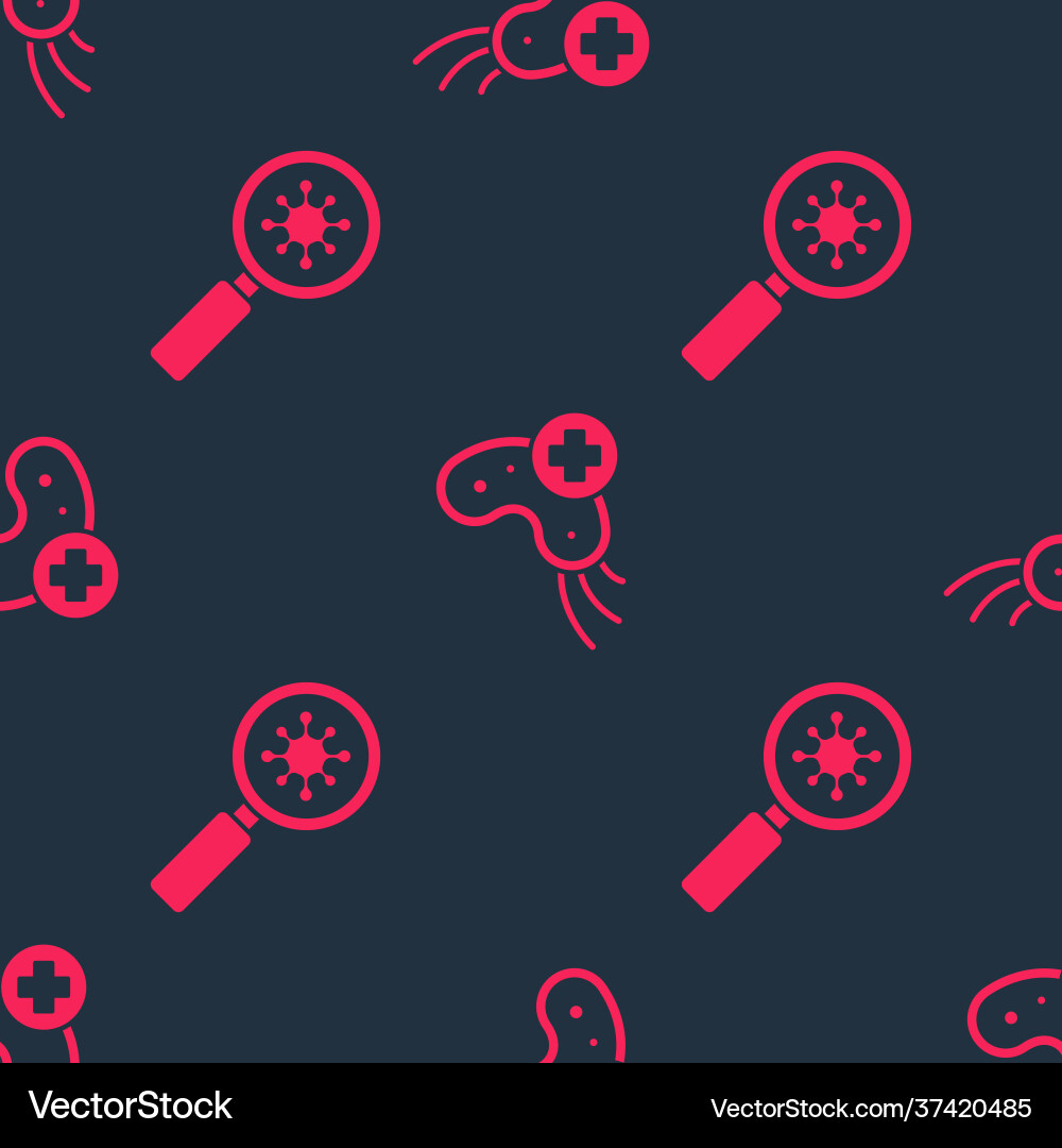 Set virus under magnifying glass and positive Vector Image