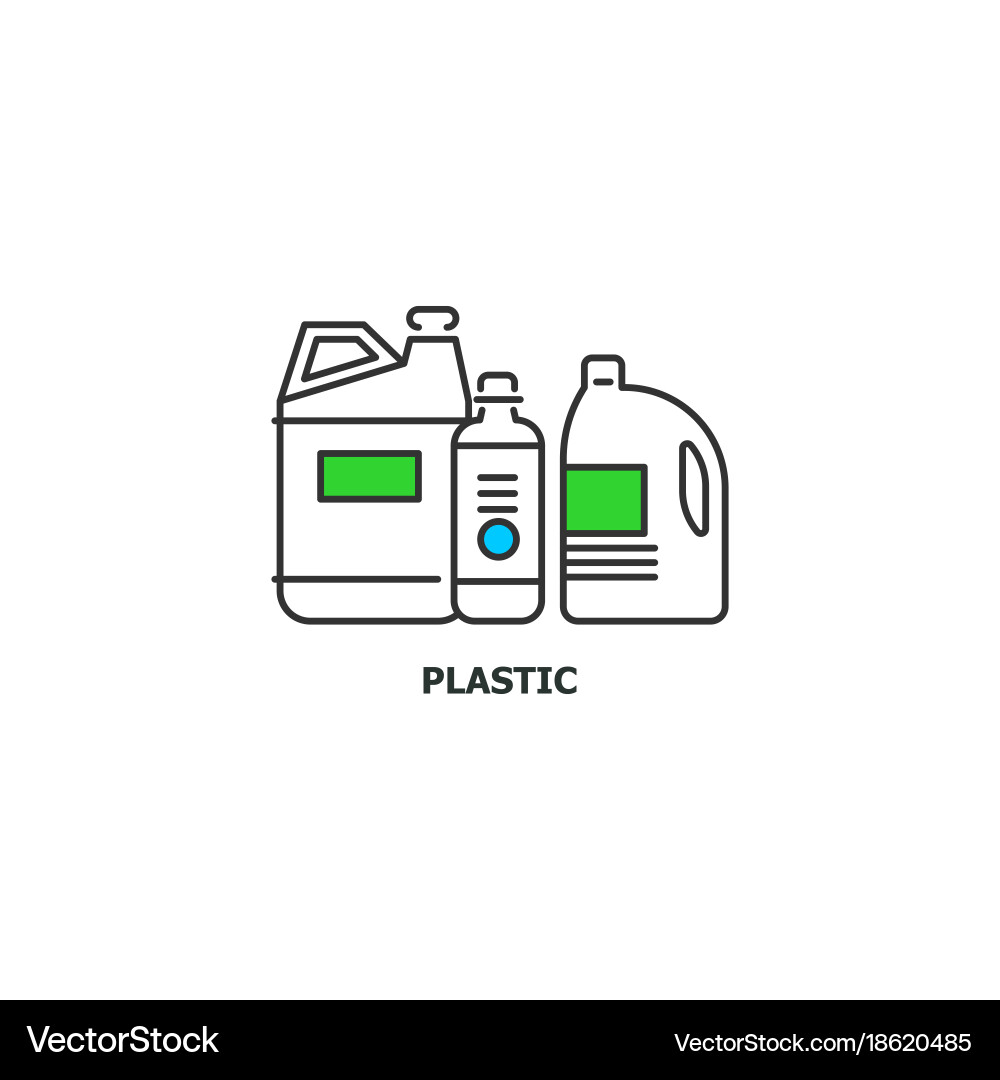 Waste plastic recycle concept icon in line design Vector Image