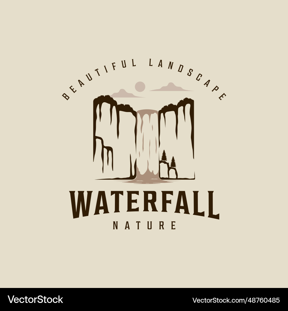 Waterfall logo vintage template icon graphic Vector Image