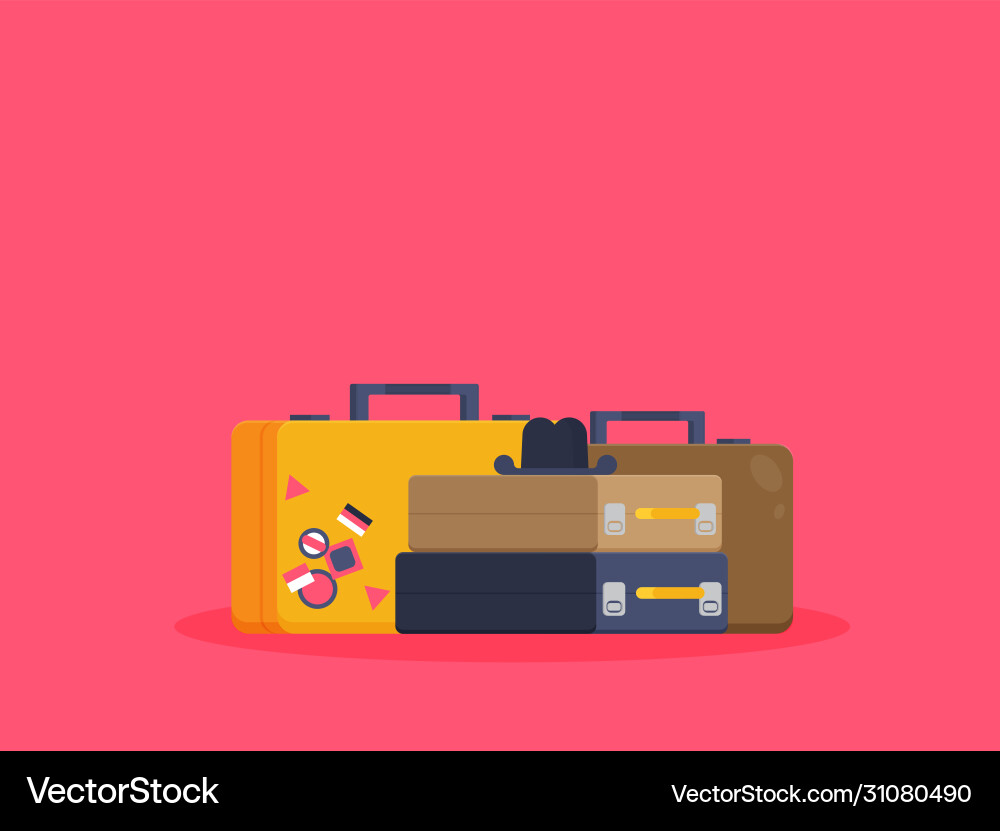 Baggage luggage suitcases on background flat Vector Image