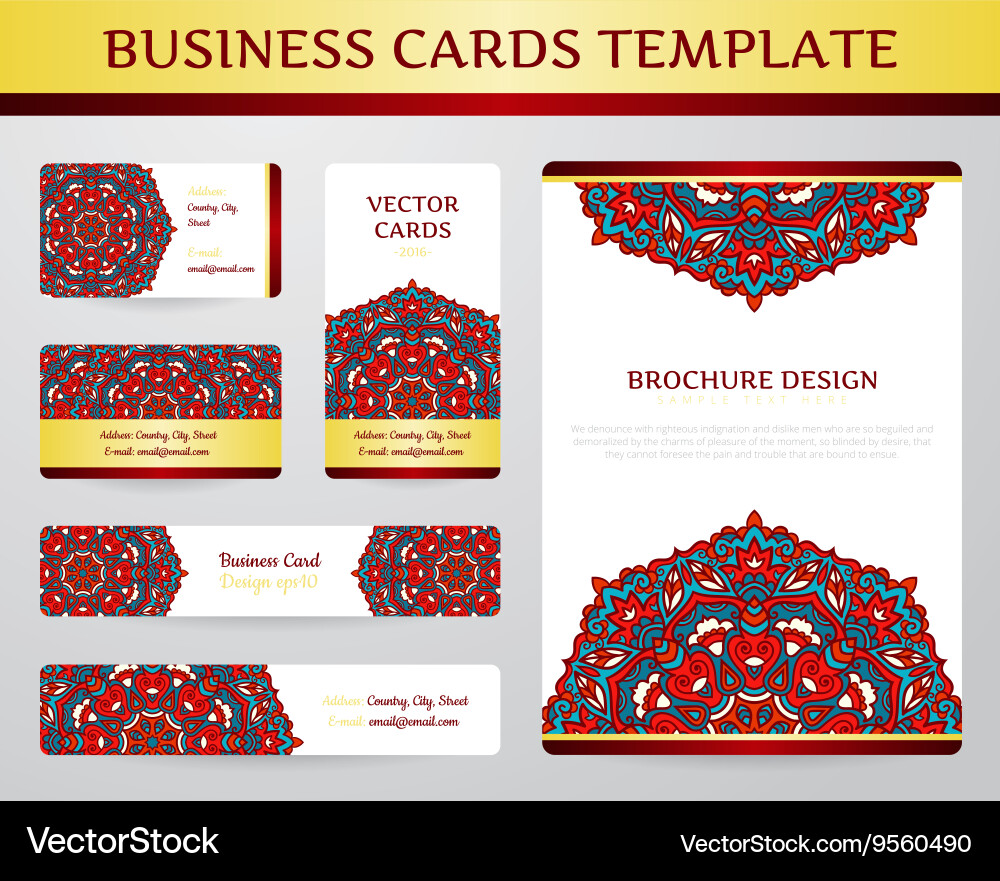 Business cards with mandala Royalty Free Vector Image