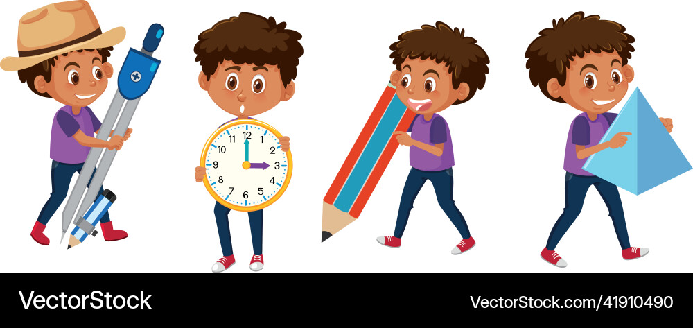 Collection of a boy doing different poses Vector Image