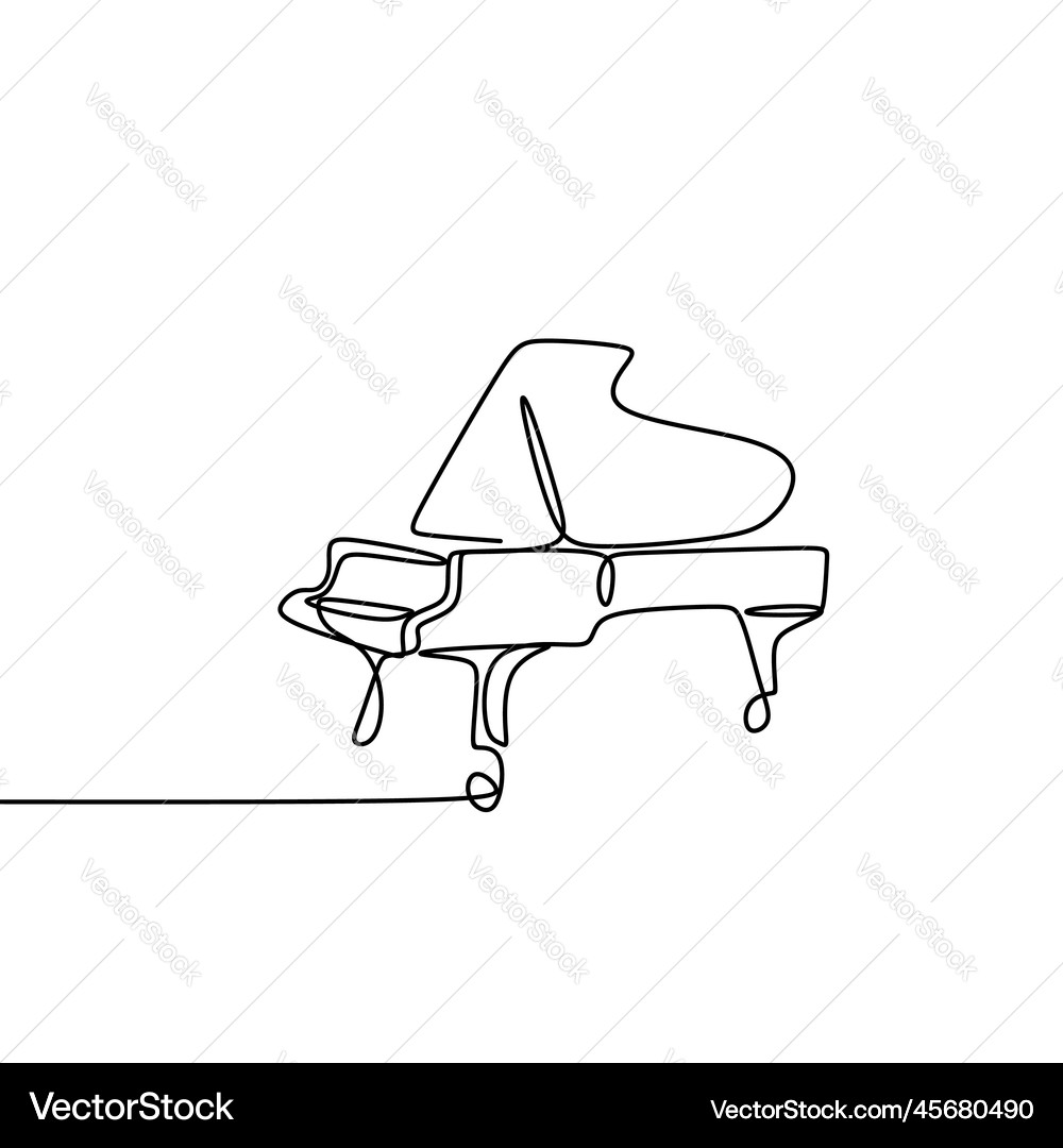 Continuous drawing line piano music instrument Vector Image
