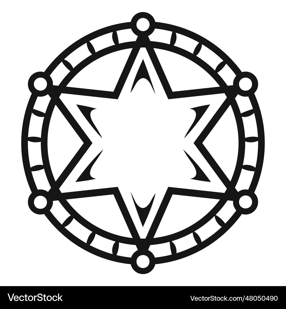 Cowboy badge vintage stroke Royalty Free Vector Image