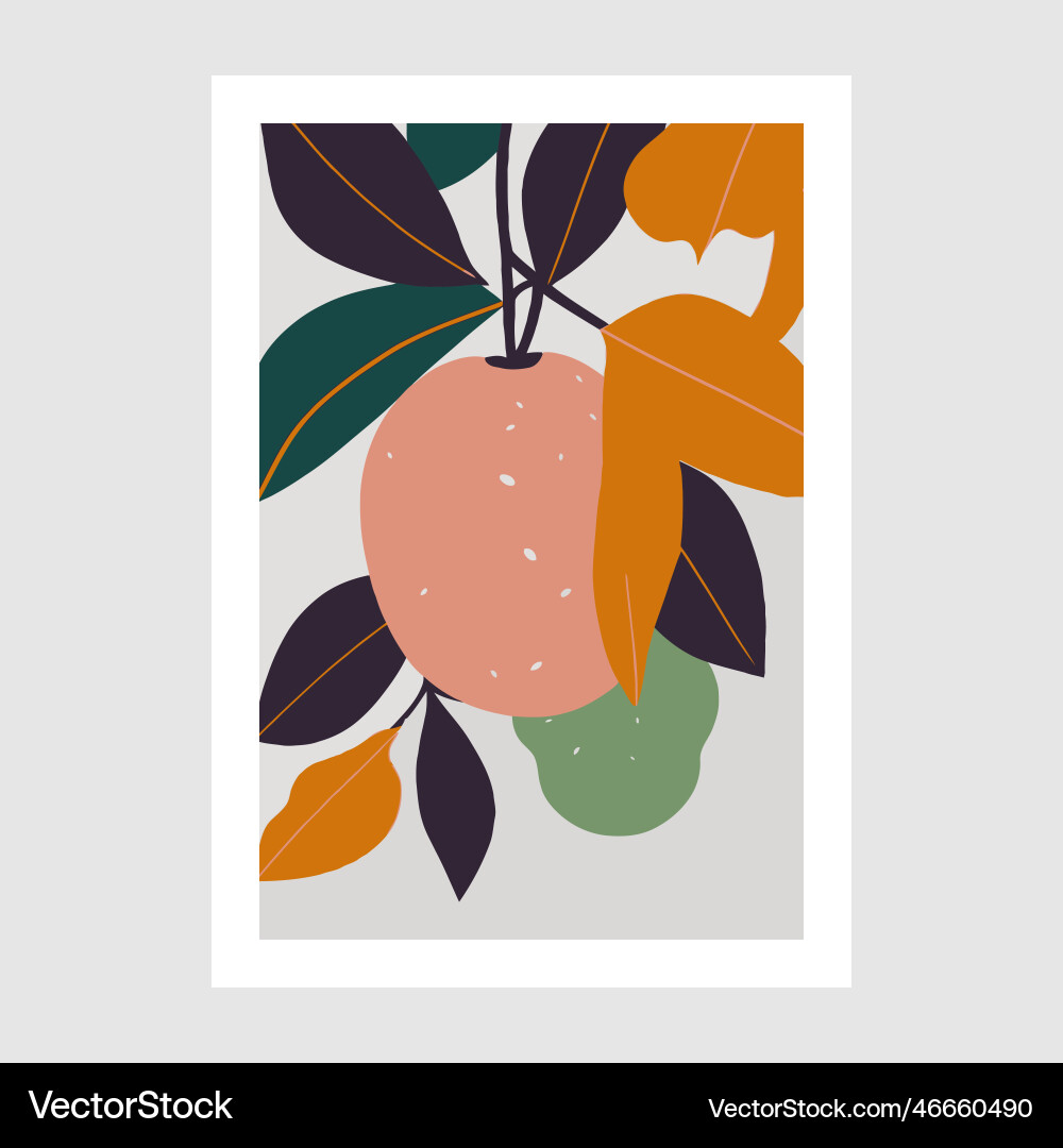 Creative card with oranges and leaves hand drawn Vector Image