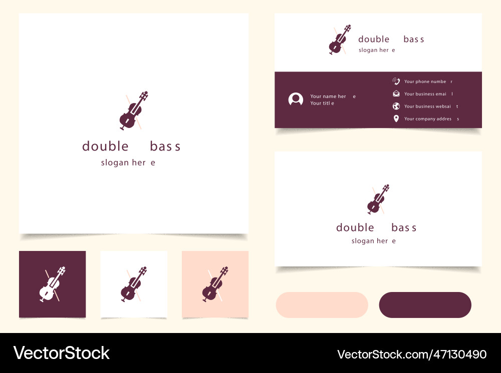 Double bass logo design with editable slogan Vector Image