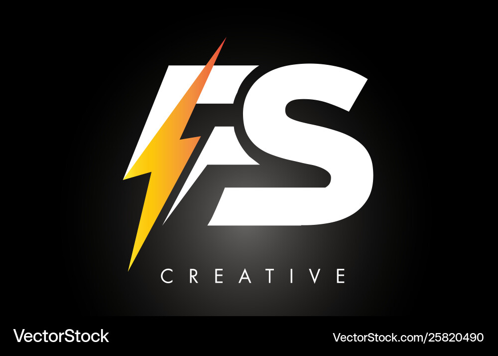 Fs letter logo design with lighting thunder bolt Vector Image