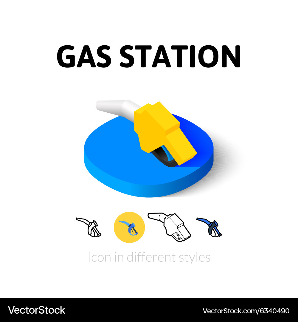 Gas station icon in different style Royalty Free Vector