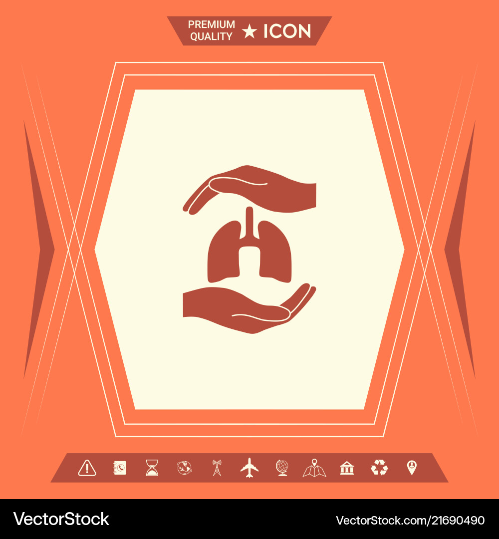 Hands holding lungs - protection symbol Royalty Free Vector