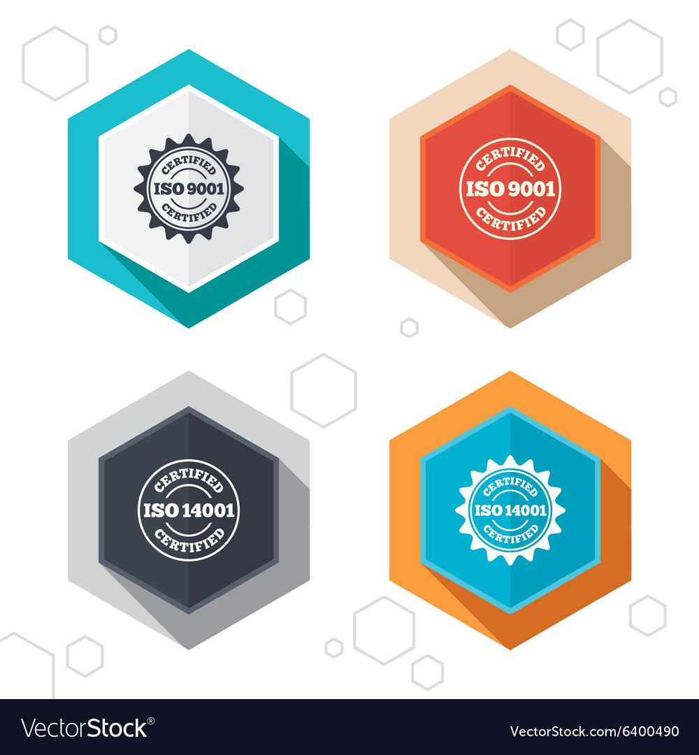 Iso 9001 and 14001 certified icon certification Vector Image