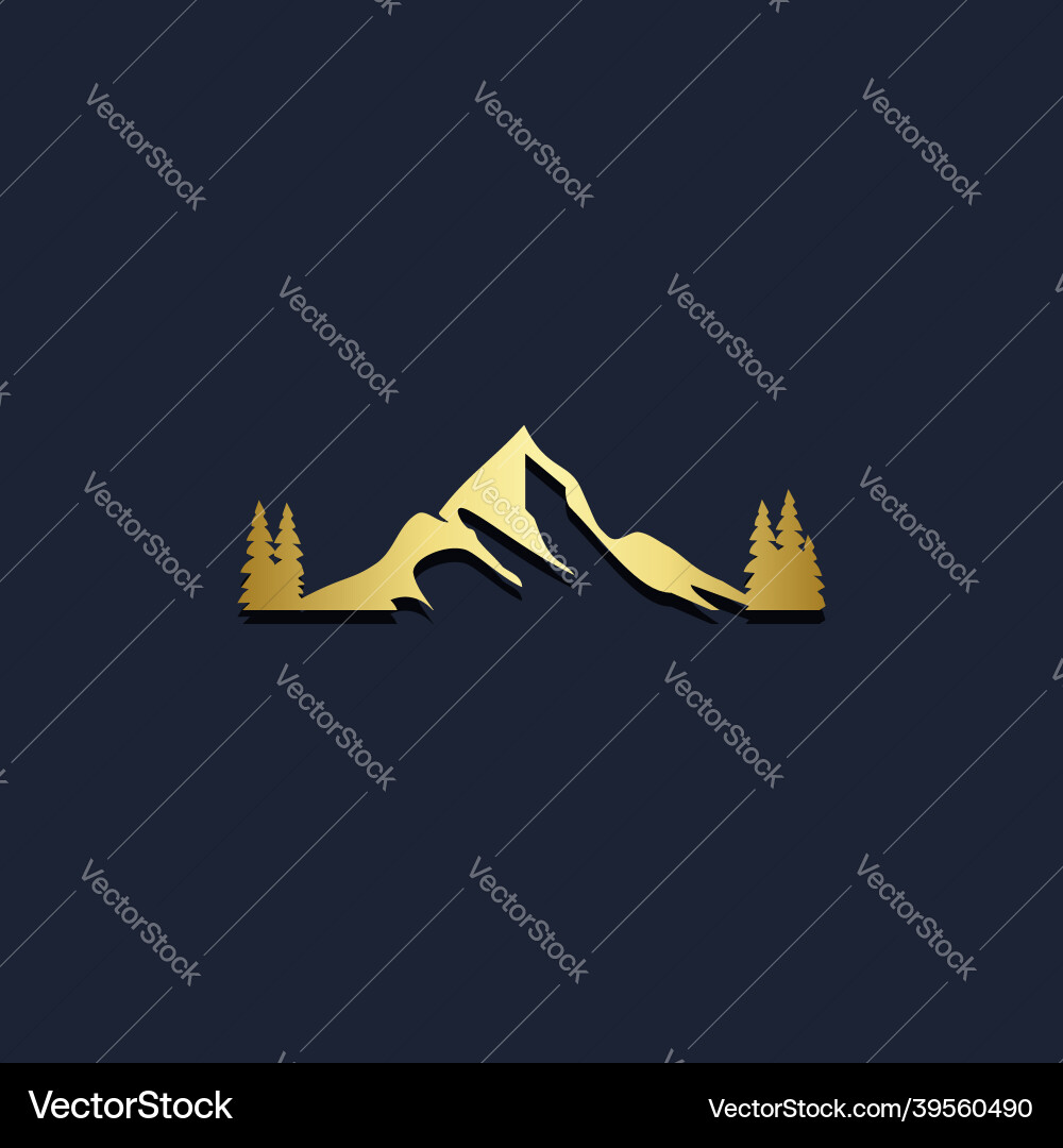 Mountain nature gold logo Royalty Free Vector Image
