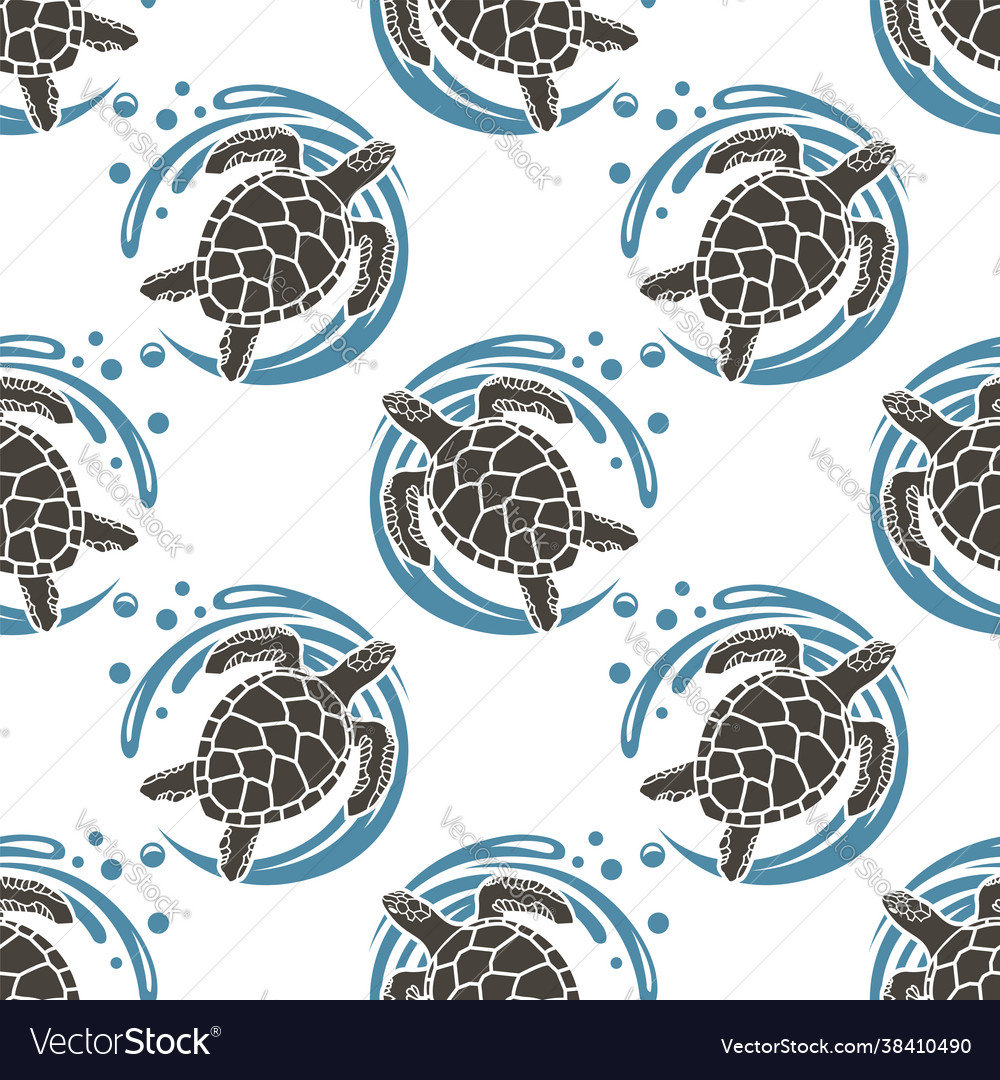 Seamless pattern with turtles Royalty Free Vector Image