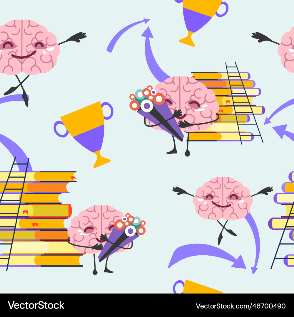 Succeesful brain character reaching goals tasks Vector Image