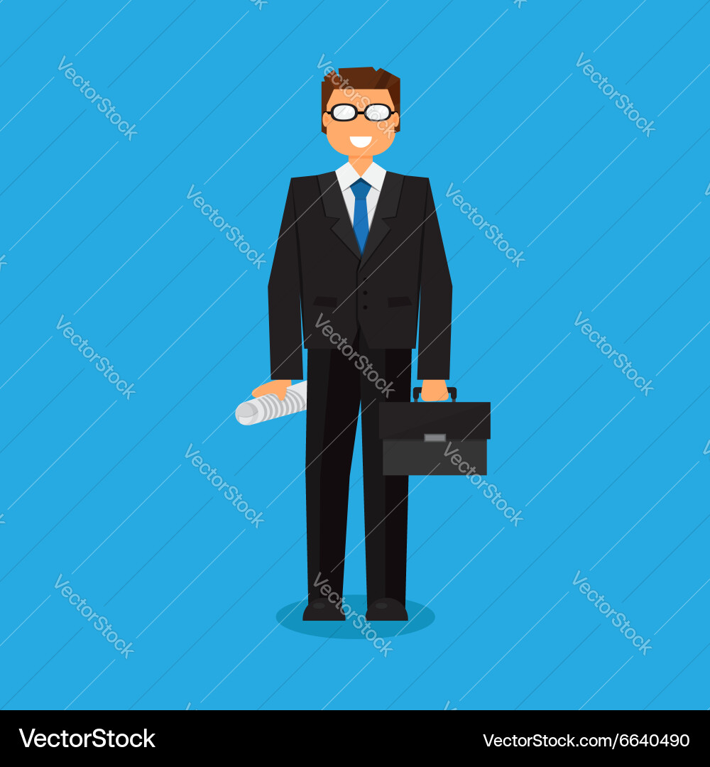 Successful businessman with a suitcase Royalty Free Vector