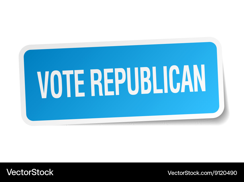 Vote republican blue square sticker isolated Vector Image