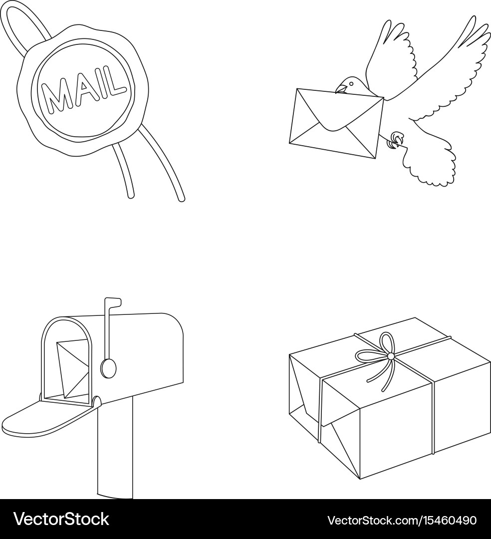 Wax seal postal pigeon with envelope mail box Vector Image