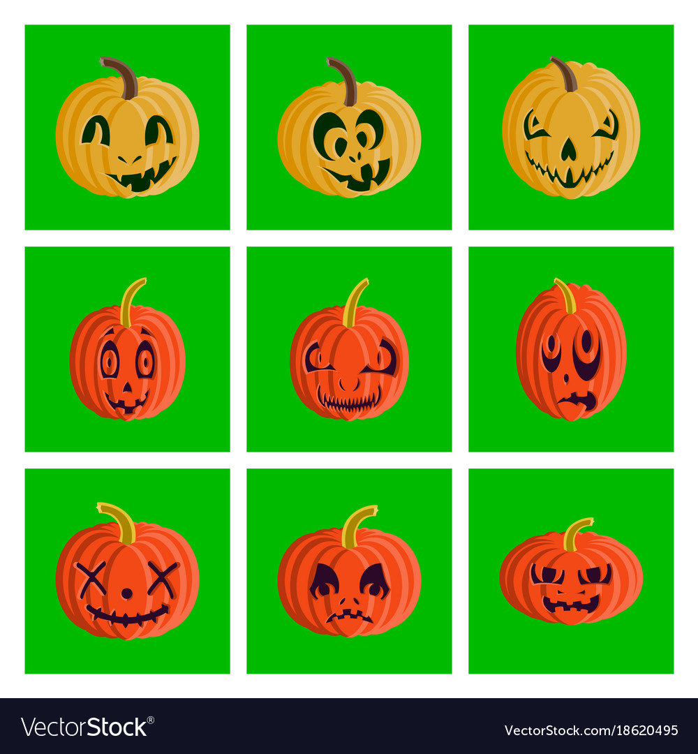 Assembly flat halloween pumpkin emotions Vector Image