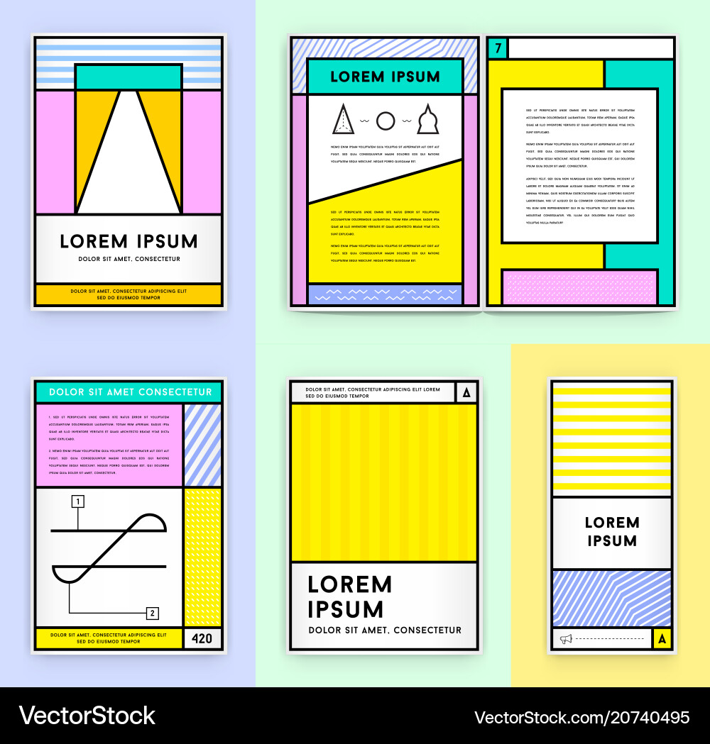 Big set visual identity in trendy new fat line Vector Image