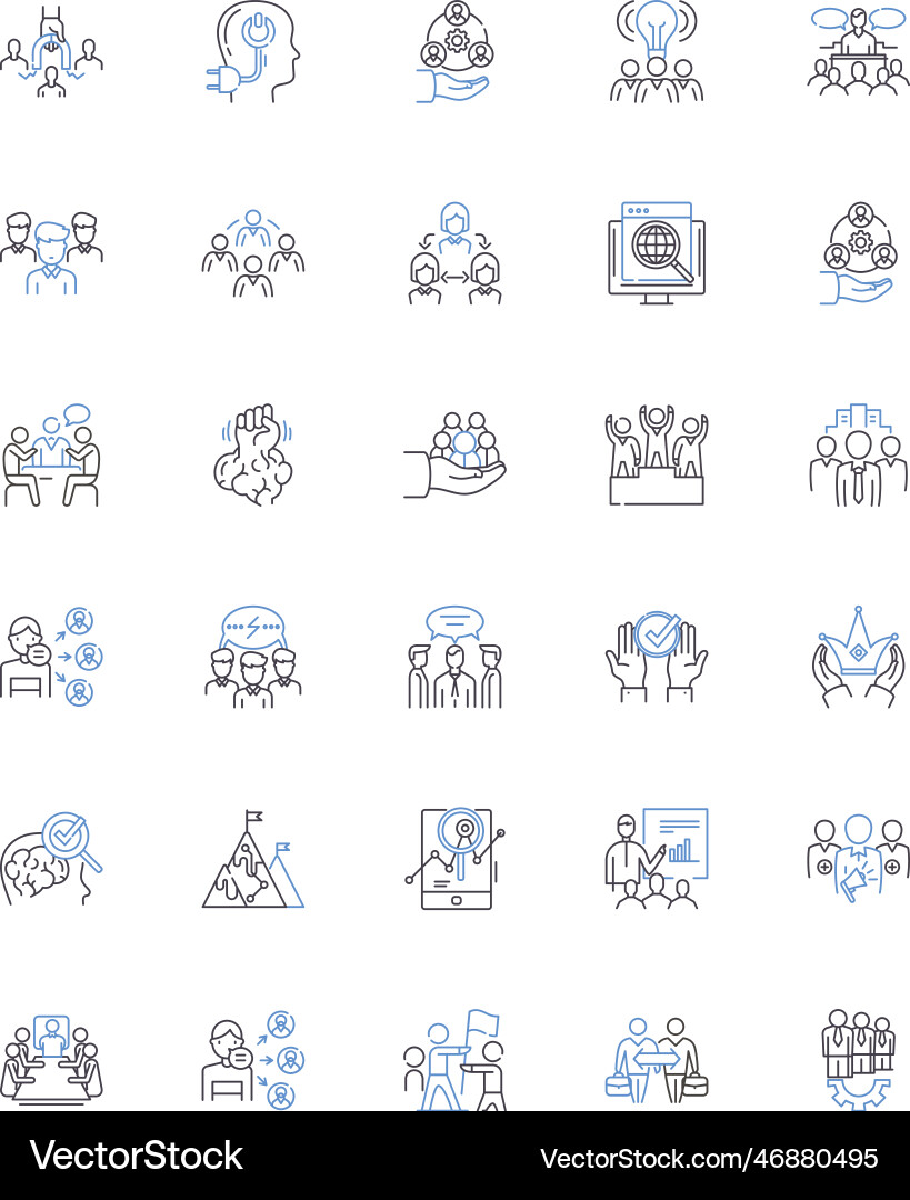 Common goal line icons collection unity harmony Vector Image