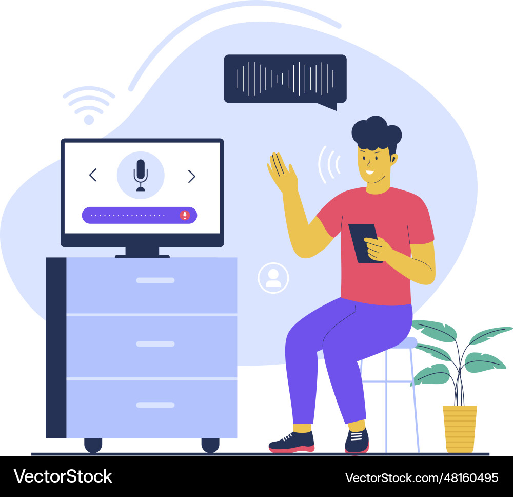Concept of voice assistance technology Royalty Free Vector