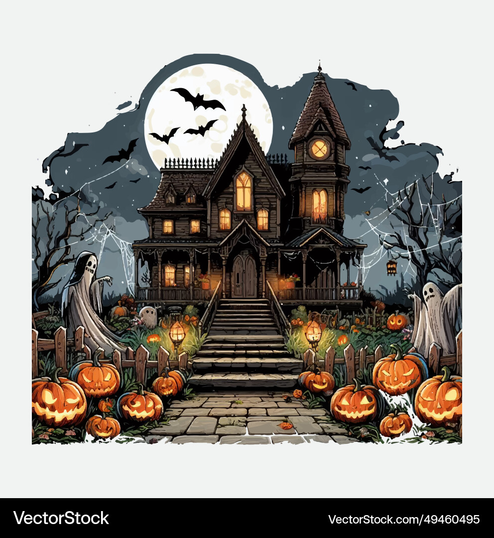 Halloween haunted house file Royalty Free Vector Image
