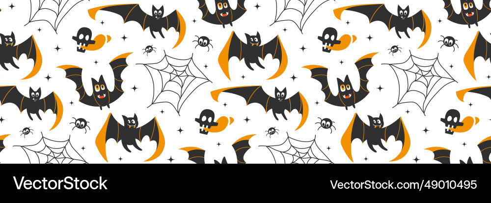 Halloween seamless pattern spooky bat and spiders Vector Image