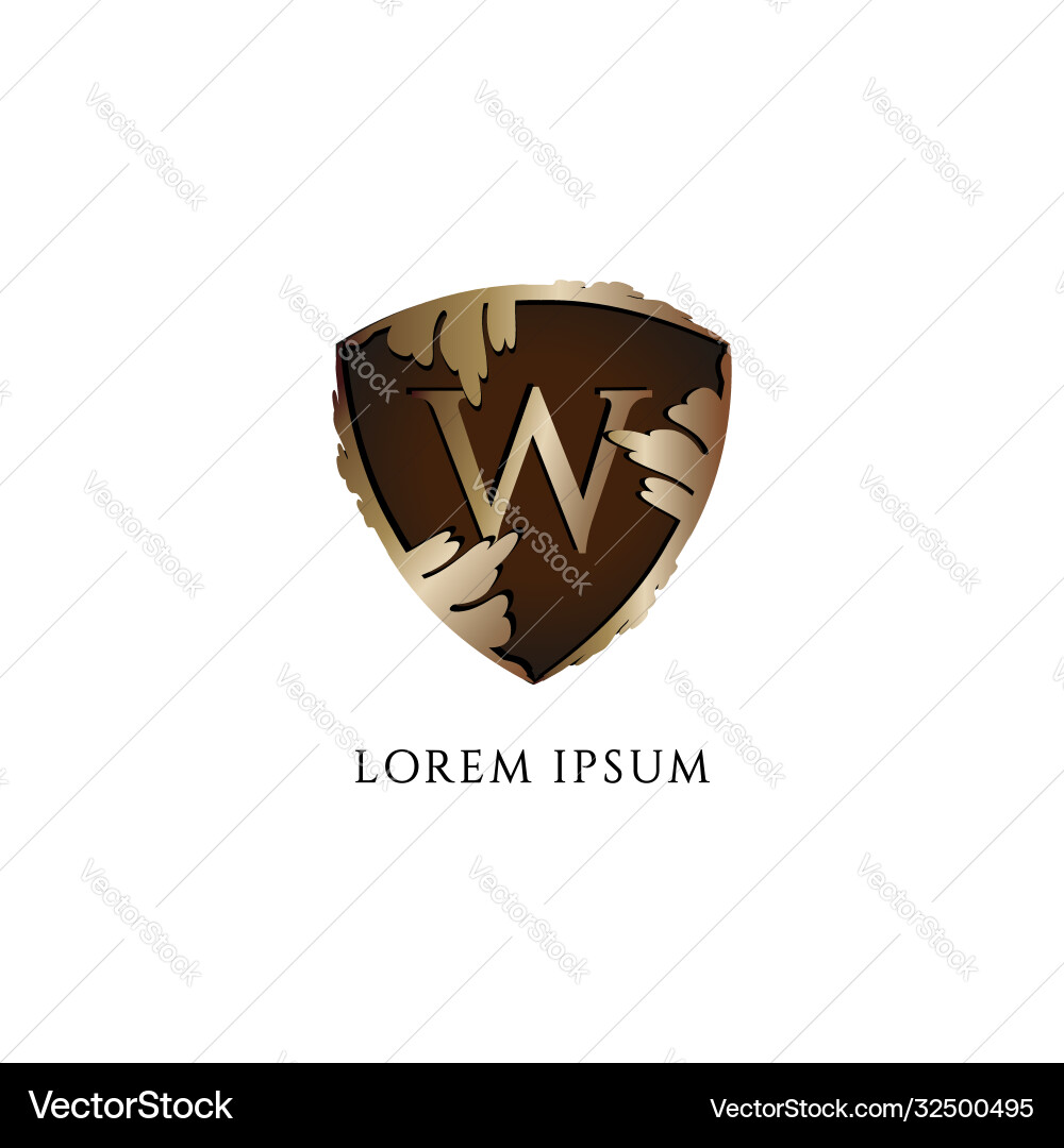 Luxury decorative metallic gold shield sign Vector Image