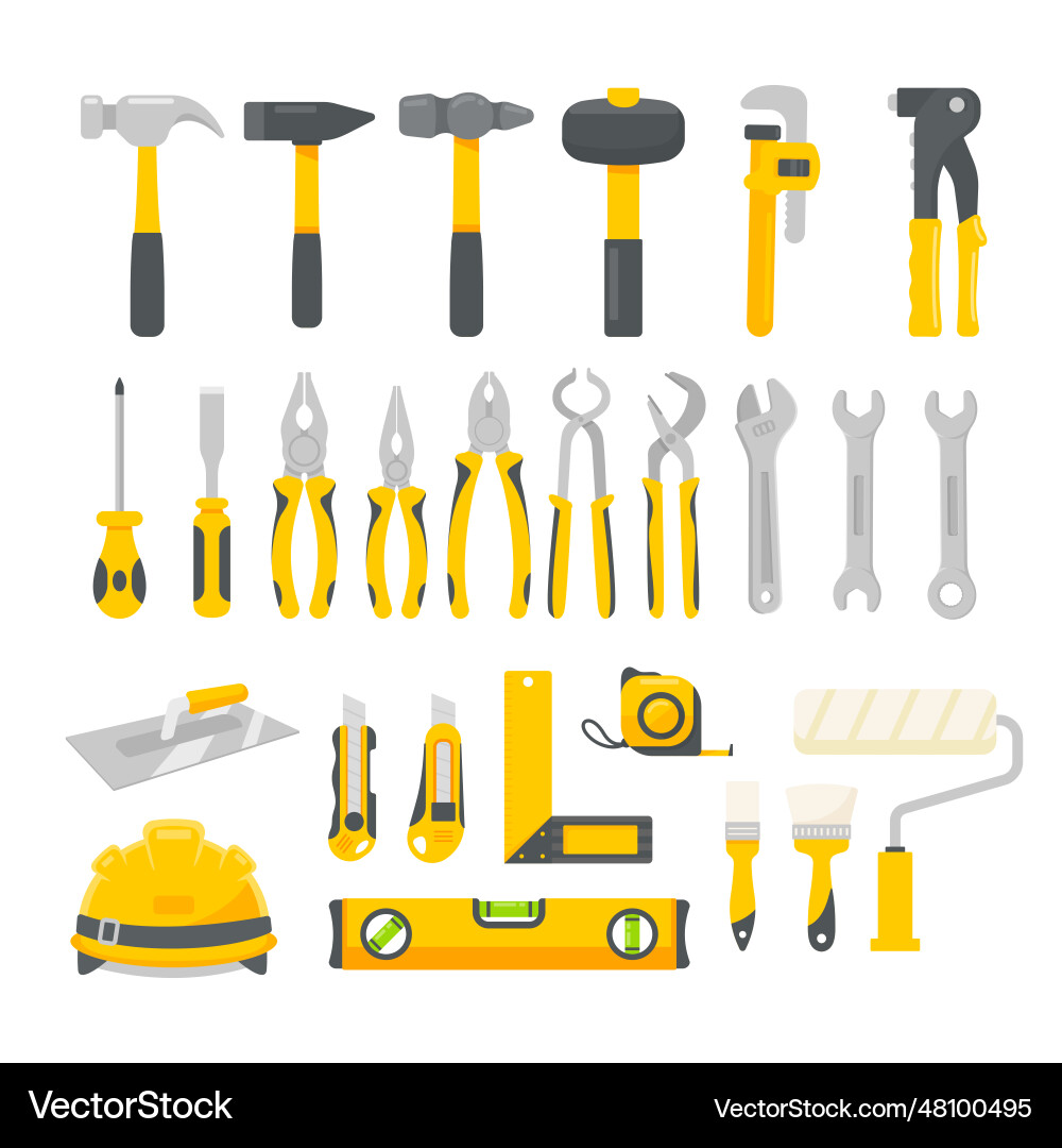 Mechanic tool set construction tools for home Vector Image