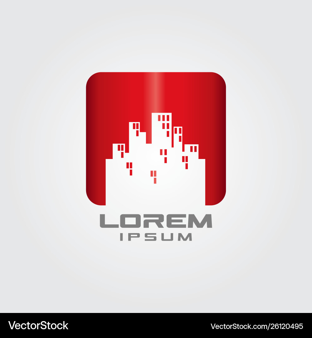 Red city in square logo Royalty Free Vector Image