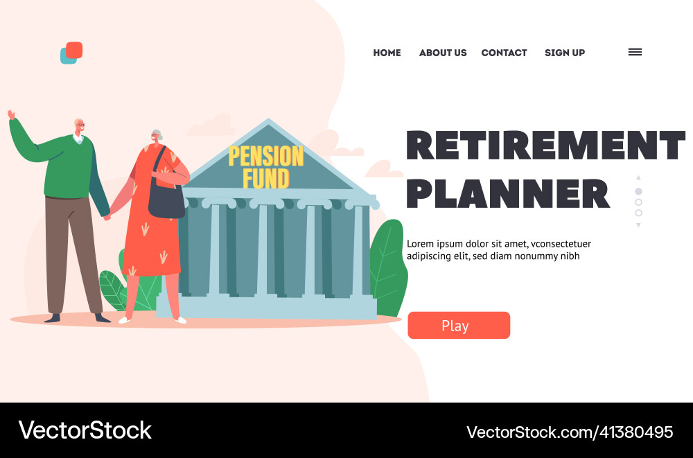 Retirement planner landing page template happy Vector Image