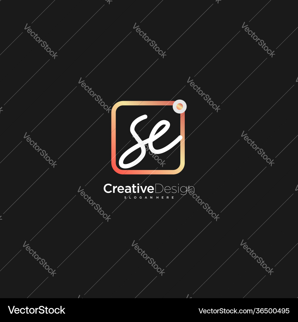 Se initial letter handwriting logo art hand drawn Vector Image