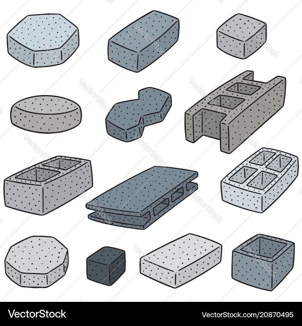 Set of concrete construction block Royalty Free Vector Image
