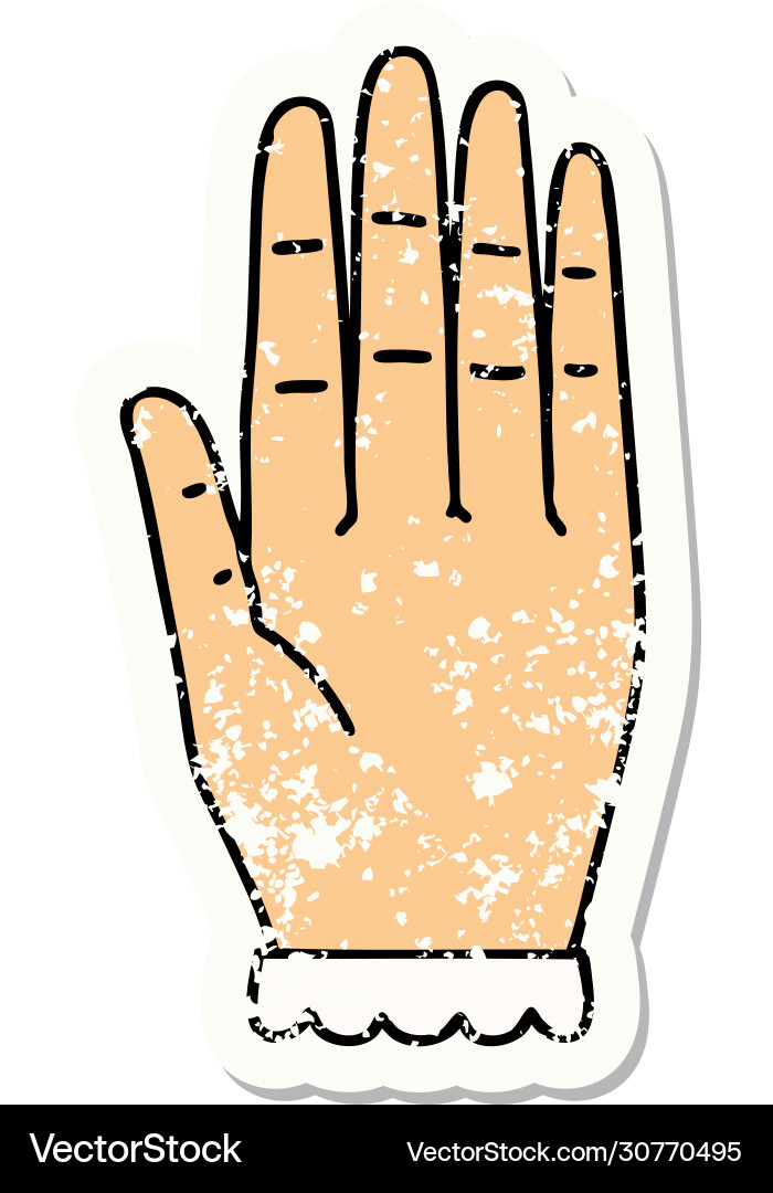 Traditional distressed sticker tattoo a hand Vector Image