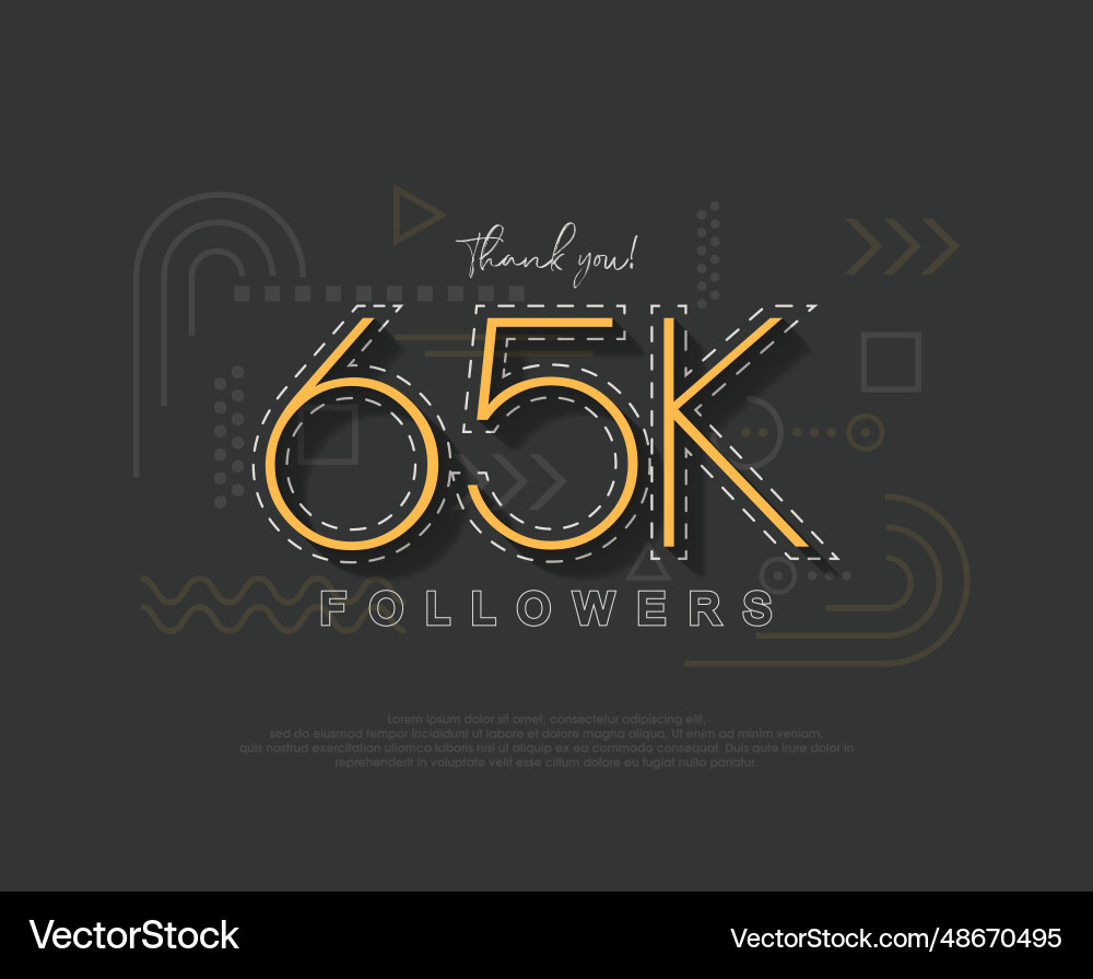 Unique simple 65k followers with numbers and thin Vector Image