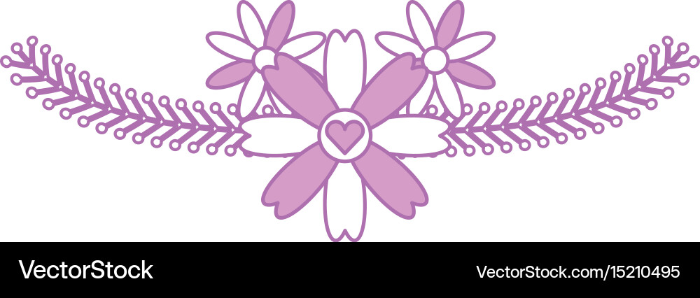 Wreath with flowers decorative icon Royalty Free Vector